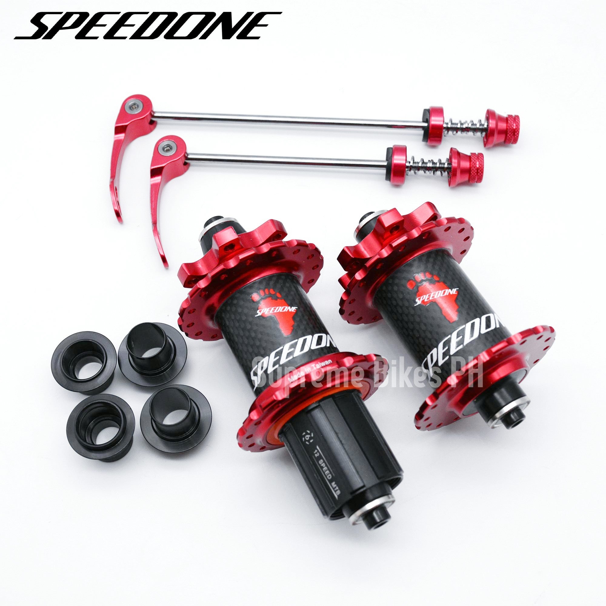 Speedone Pilot Hub Set QR / Thru Axle Non-Boost 32H 6-Bolt - Red ...